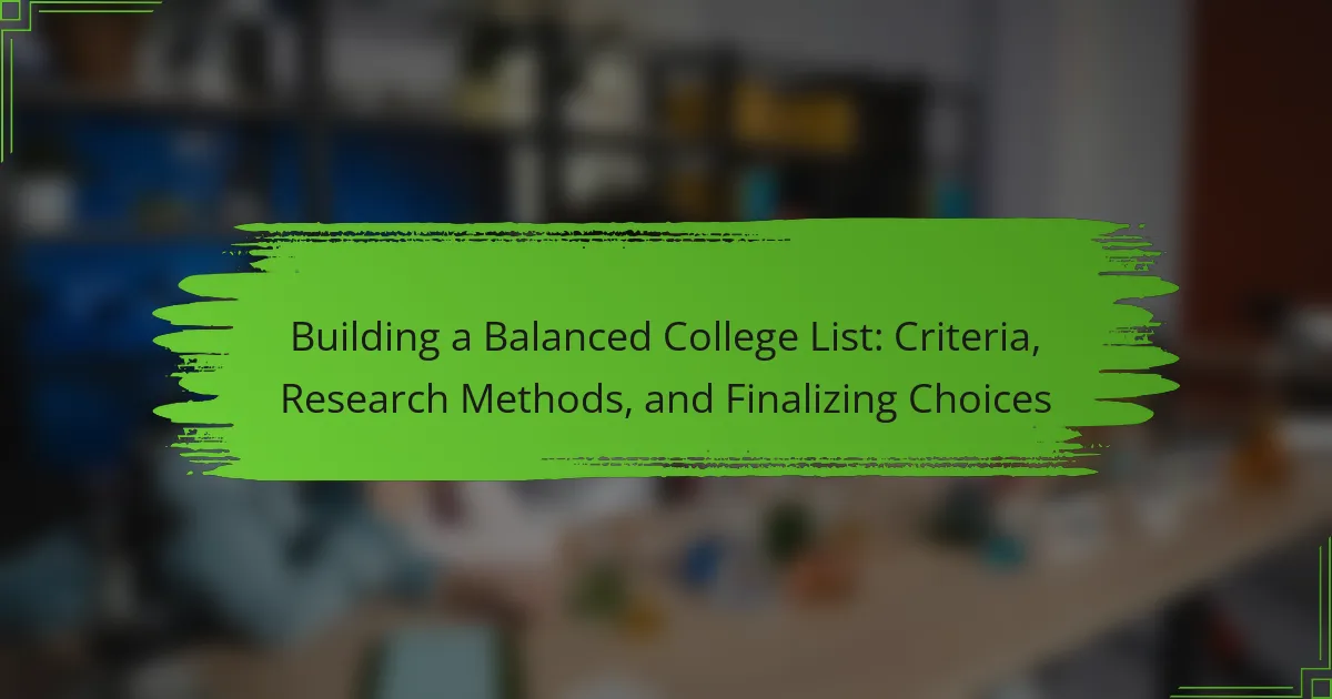 Building a Balanced College List: Criteria, Research Methods, and ...